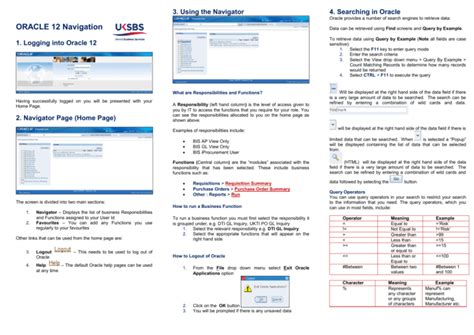 oracle navigation