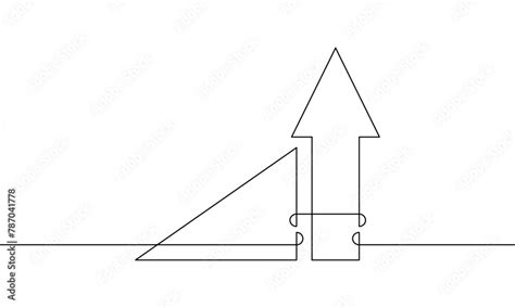 Continuous Line Drawing Of Grraph Illustration Vector Of Arrow Up Single Line Art Of Business