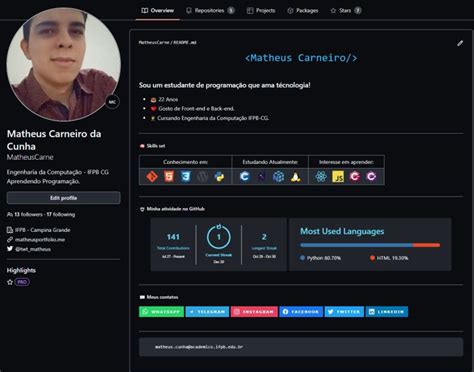 github de cara nova matheus carneiro