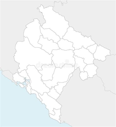 Vector Regional Blank Map Of Montenegro With Municipalities And