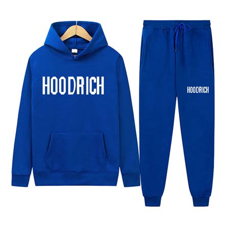 Hood Rich Letter Print Hoodie Set Helloice