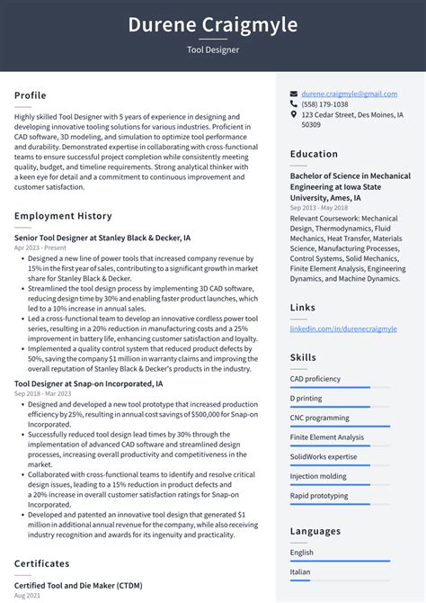 Top 16 Tool Designer Resume Objective Examples Resumecat