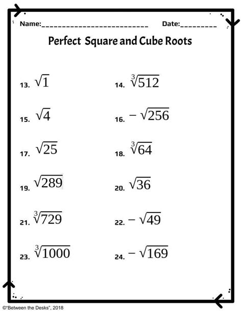 Simplifying Cube Roots Worksheet