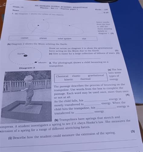 Grade 10 Physics Practice Questions A Diagram 1 Shows The Orbits Of Tw