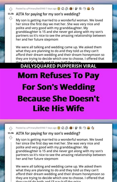 Mom Refuses To Pay For Son S Wedding Because She Doesn T Like His Wife