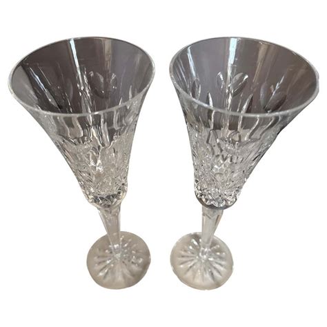 Tiffany And Co Crystal Champagne Flutes Glasses Pair For Sale At