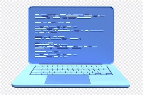 Premium Psd 3d Laptop And Program Code Development Web Coding Concept