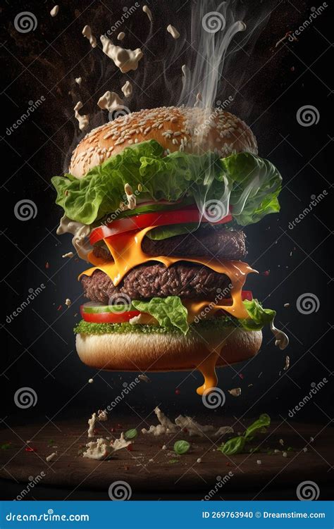 Exploding Burger Stock Illustration Illustration Of Delicious 269763940