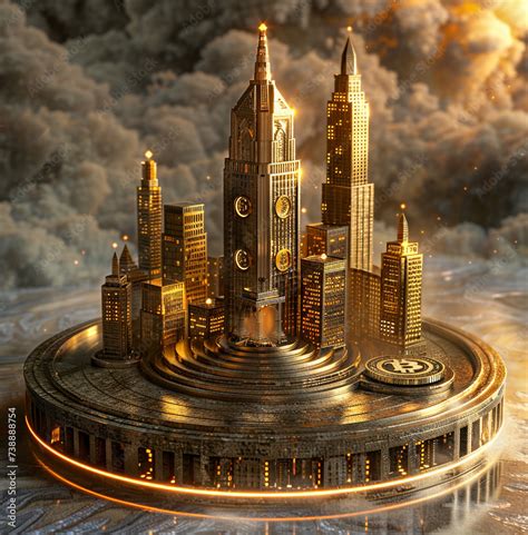 Illustration Of Bitcoin Located On Top Of A Circular Structure With