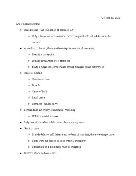 Analogical Reasoning October 11 2022 Analogical Reasoning Stare Decisis The Foundation Of