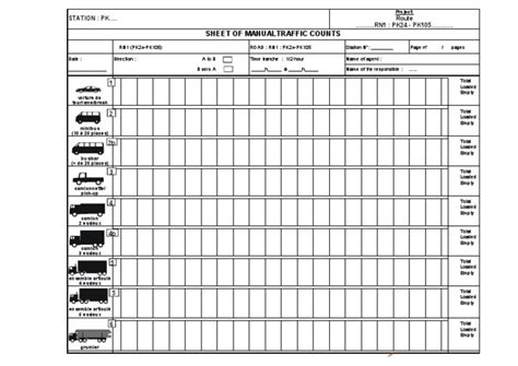 Model Traffic Count Sheet Pdf Bus Transport Transport