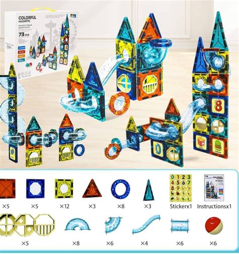 magnetic pipeline building blocks 73piece ⋆ brainysparks