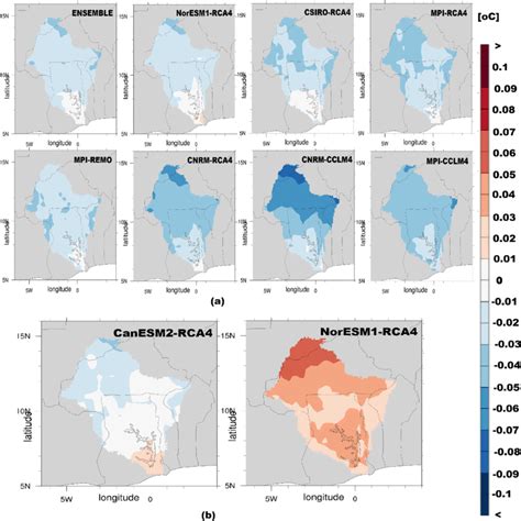 Annual Mean Temperature Bias Model Minus Observation Maps Of The