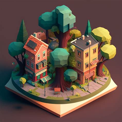 Artstation Forestpunk 3d Cute Isometric City Resources