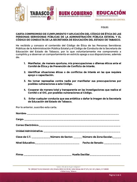 Carta Compromiso 2025 Formato En Blanco Para Imprimir Pdf