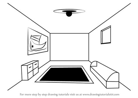 How To Draw A Room Using One Point Perspective One Point Perspective Step By Step