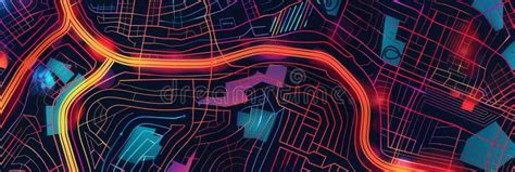 Dynamic Colorful Roads Crisscross A Stylized Map Symbolizing