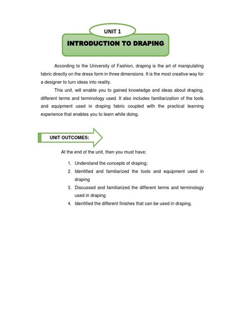 Module 1 Lesson 1 Pdf Clothing Sewing