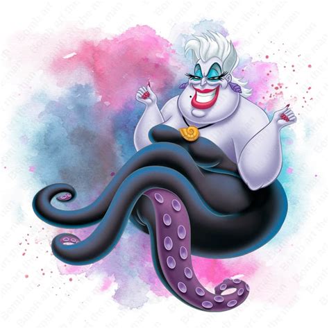 Villain Ursula Clipart Princess Ariel Png Sea Witch Png Watercolor Background Instant