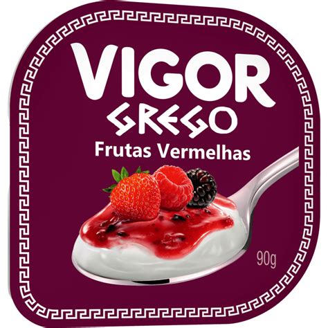 Iogurte Grego Com Creme E Calda De Frutas Vermelhas Vigor Pote 90g