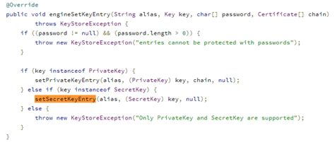 java how to store a symmetric key inside androidkeystore stack