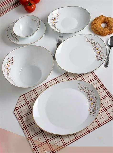 سرویس آرکوپال 26 پارچه اسپانیا بیضی دور طلا مدل چاپانیز آرکوپال سیتی