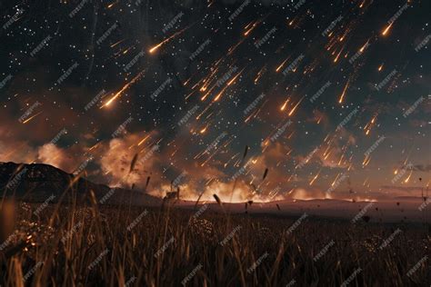 Meteor Shower In A Field Premium Ai Generated Image
