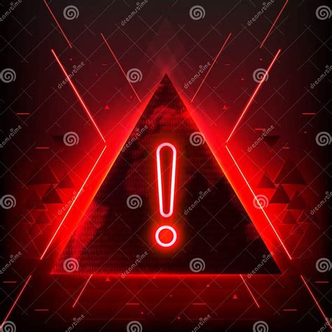 Attention Danger Hacking Neon Symbol On Red Map Background Security