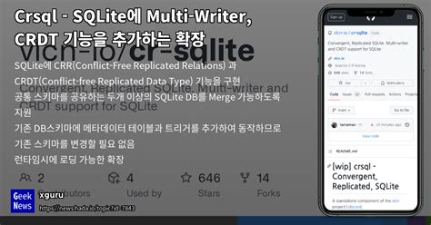 crsql sqlite에 multi writer crdt 기능을 추가하는 확장 geeknews