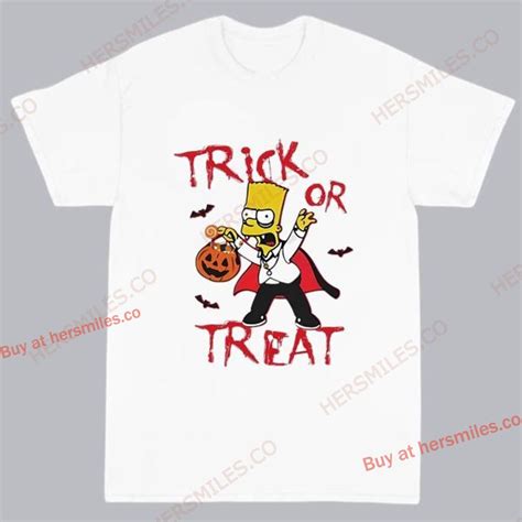 The Simpsons Trick Or Treat Bart Simpson Vampire Horror Halloween Shirt Hersmiles