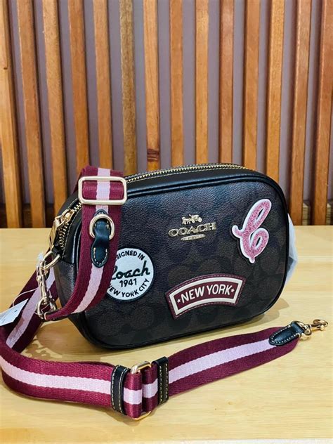 Coach Mini Jamie Camera Bag In Signature Canvas With Ski Patches Dark