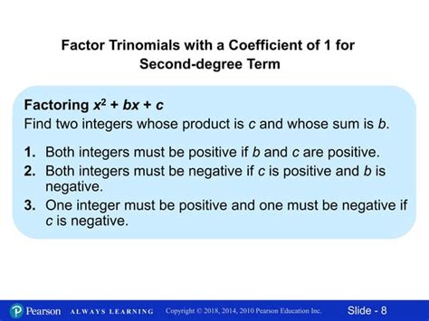 Section 13 2 Factoring Trinomials Ppt
