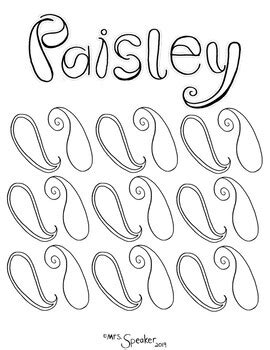 Paisley Pattern Coloring Page By Mrsspeaker Teachers Pay Teachers