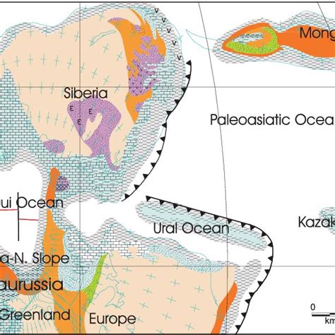 Plate Tectonic Map Of Late Devonian Plates Position As Of 370 Ma