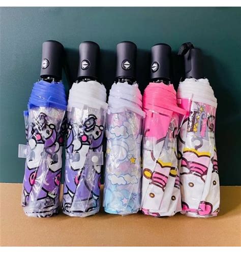 산리오 우산 시나모롤 장우산 쿠로미 단우산 Kawaii Sanrioed HelloKitty Kuromi Cinnamoroll 애니메이션 귀여운 만화 완전 자동