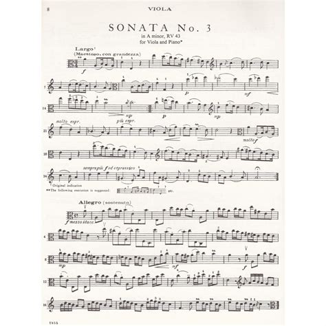 Vivaldi Six Sonatas For Viola And Piano Southwest Strings