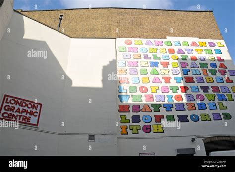 Ben Eine Street Artist Typography Font Stencil Mural London Graphics Center Covent Garden Stock