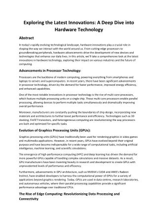 PPT Exploring The Latest Innovations A Deep Dive Into Hardware Technology PowerPoint