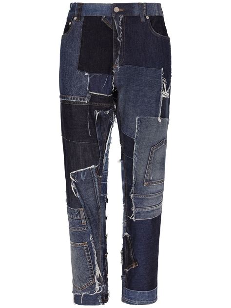 Dolce & Gabbana patchwork-denim tapered-leg Jeans | Blue | FARFETCH