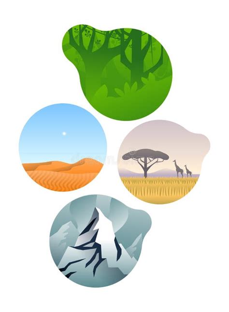 Diverse Environment Ecosystem Illustration Set Stock Vector