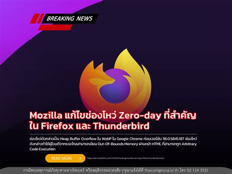 Mozilla แก้ไขช่องโหว่ Zero Day ที่สำคัญใน Firefox และ Thunderbird