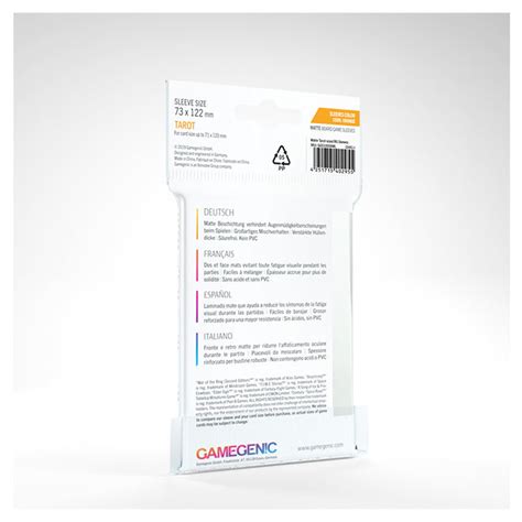 Gamegenic Matte Tarot Sized Sleeves 73 X 122 Mm Clear 50 Sleeves