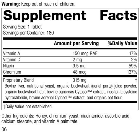 Chromium Complex 180 Tablets Snow Holistic Health