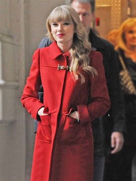 Taylor Swift Mid Length Red Wool Coat Iconic Jacket