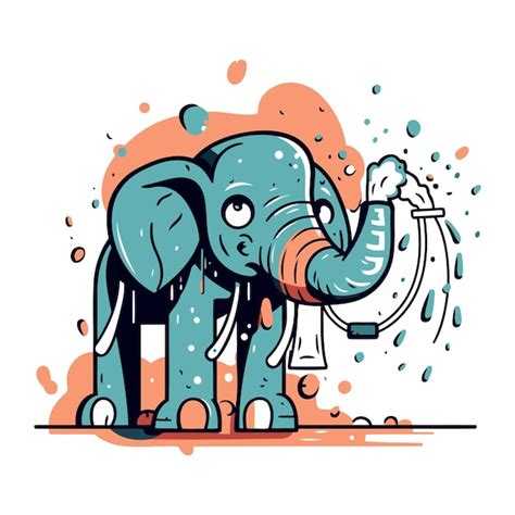 Premium Vector Vector Illustration Of An Elephant Drinking Water From