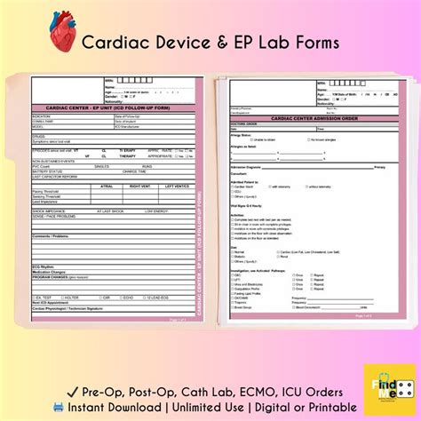 Cardiac And Cath Lab Forms Bundle Pacemaker Icd Ep Acs Admission And Implant Reports