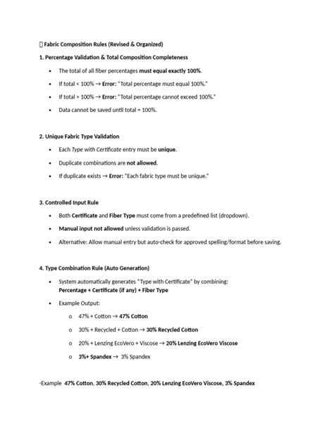 Fabric Composition Rules Draft Pdf