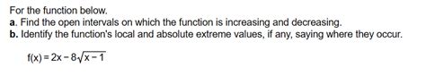 Solved For The Function Below A Find The Open Intervals On Chegg
