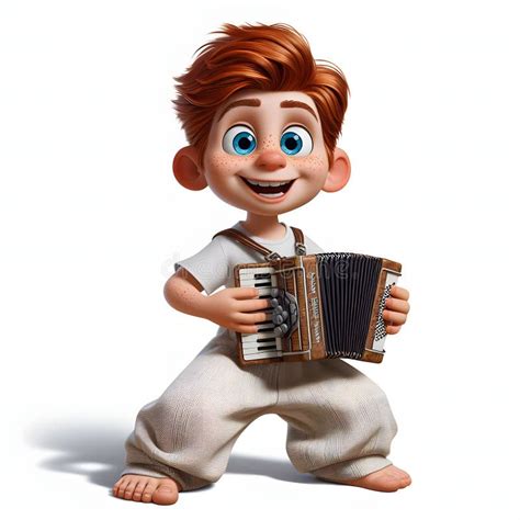 Funny Boy Playing The Accordion Stock Illustration Illustration Of