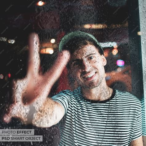 Free Psd Person With Wet Glass Effect